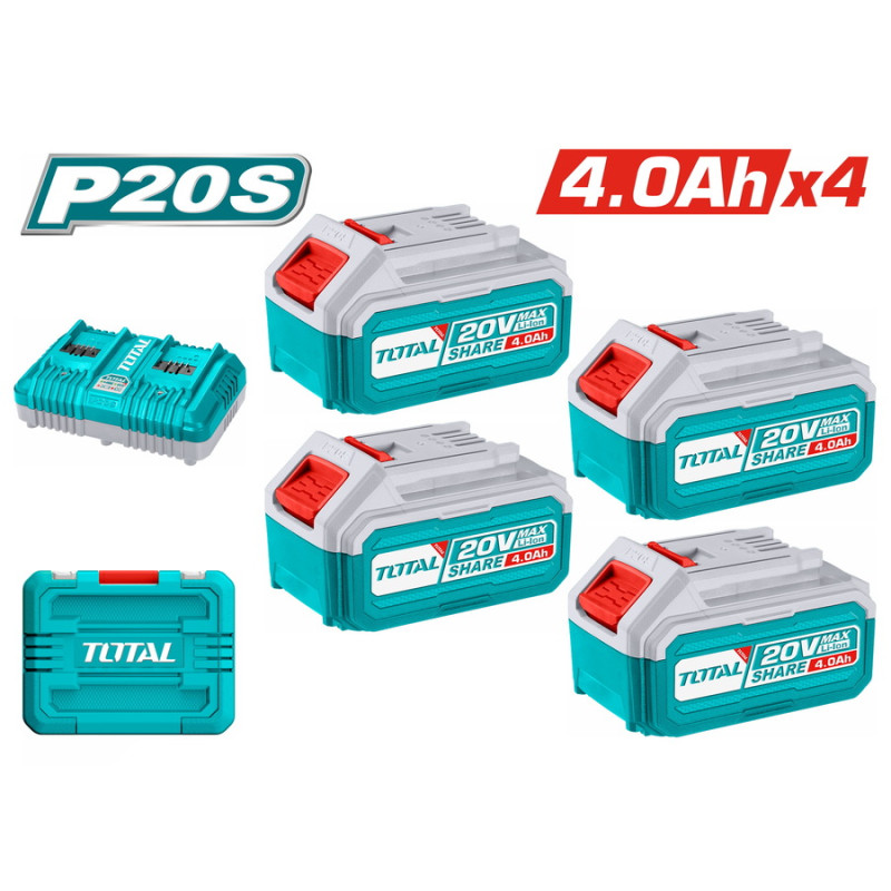 TOTAL ΕΠΑΓΓ. ΣΕΤ 4τεμ ΜΠΑΤΑΡΙΕΣ TFBLI2002 Li-ion 20V / 4Ah + 1τεμ ...