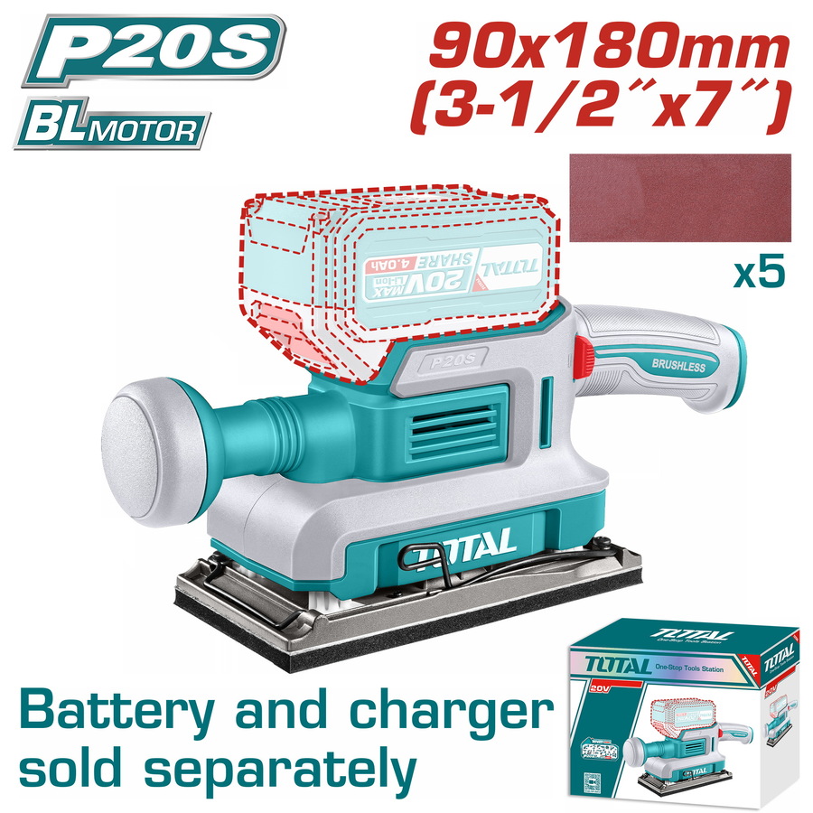 TOTAL ΕΠΑΓΓ. ΠΑΛΜΙΚΟ ΤΡΙΒΕΙΟ ΜΠΑΤ. Li-ion 20V / 90X180mm ΧΩΡΙΣ ΜΠΑΤΑΡΙΑ ...