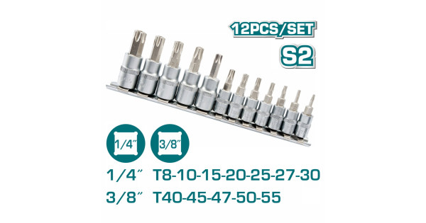 TOTAL ΕΠΑΓΓ. ΣΕΤ ΚΑΡΥΔΑΚΙΑ TORX 1/4" & 3/8" 12ΤΕΜ (THT1438121) TOTAL