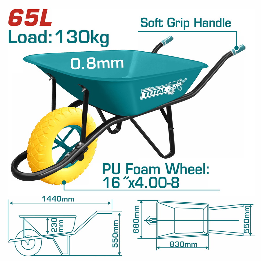 TOTAL ΚΑΡΟΤΣΙ ΕΡΓΟΛΑΒΙΚΟ 65Lit / 130Kg ΜΕ ΡΟΔΑ ΣΥΜΠΑΓΗ ΠΟΛΥΟΥΡΕΘΑΝΗΣ ...