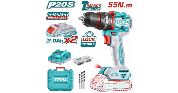 TOTAL ΕΠΑΓΓ. ΔΡΑΠ/ΒΙΔΟ ΚΡΟΥΣΤΙΚΟ ΜΠΑΤ. Li-ion 20V / 2Ah / 55Nm / 2 ΜΠΑΤ ...