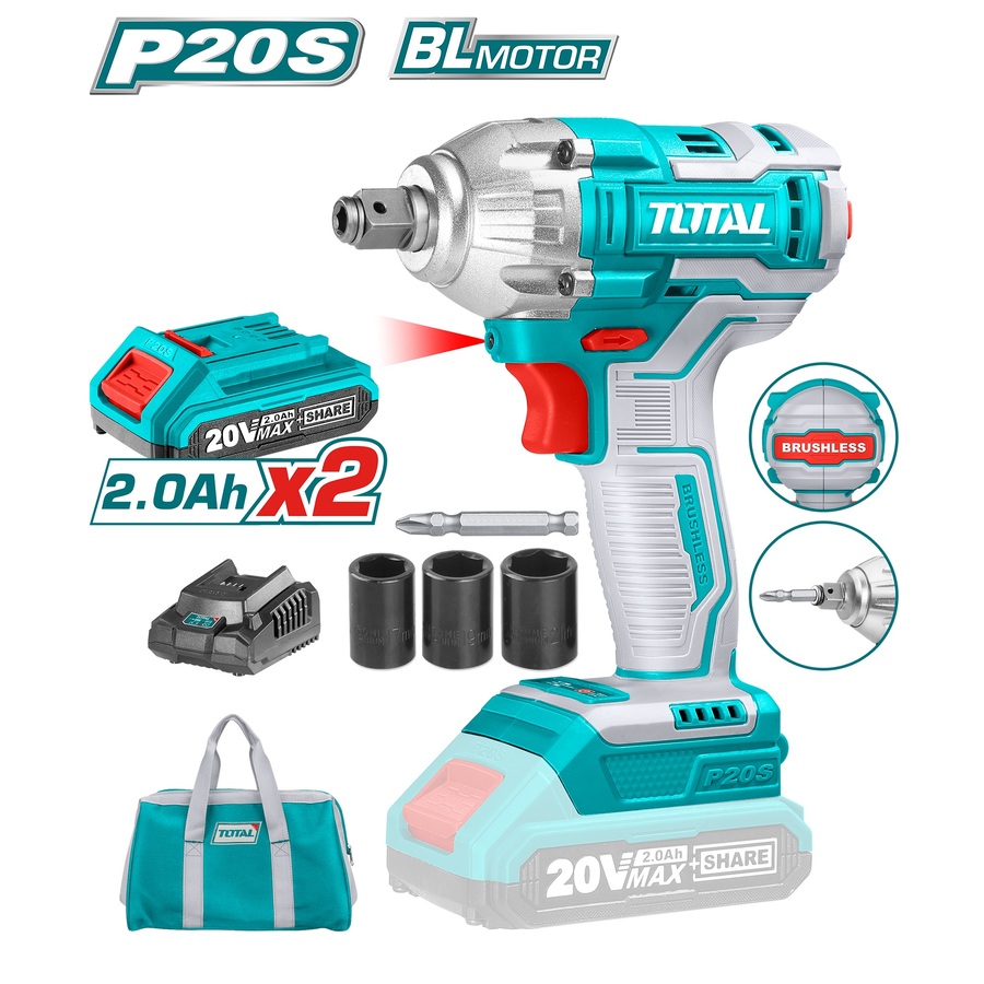 TOTAL 2 σε 1 ΜΠΟΥΛΟΝΟΚΛΕΙΔΟ & ΚΑΤΣΑΒΙΔΙ ΜΠΑΤ. Li-ion 20V / 2Ah / 2 ...