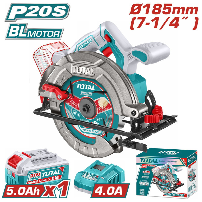 TOTAL ΣΕΤ ΕΠΑΓΓ. ΔΙΣΚΟΠΡΙΟΝΟ ΜΠΑΤ. Φ-185mm Li-ion 20V / 5Ah / 1 ΜΠΑΤ BL ...